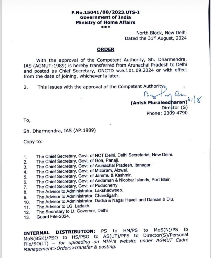 Senior IAS Officer Dharmendra Appointed New Chief Secretary of Delhi ...